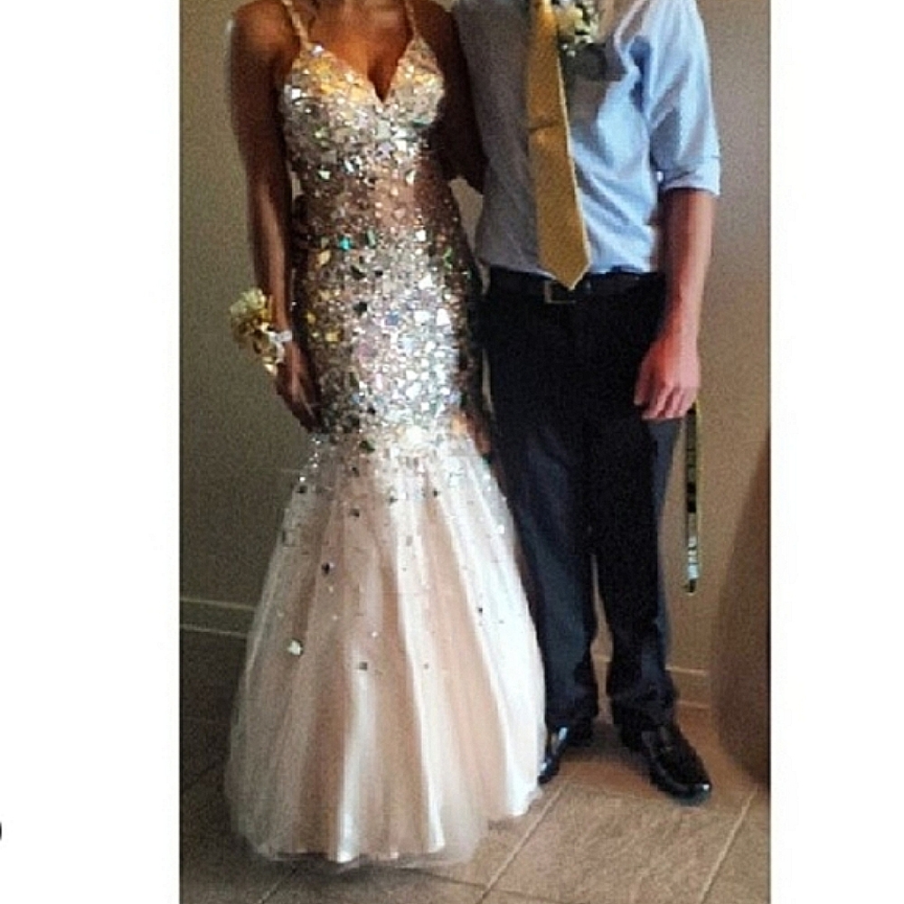 Mirror Beaded Prom Gown - Gem